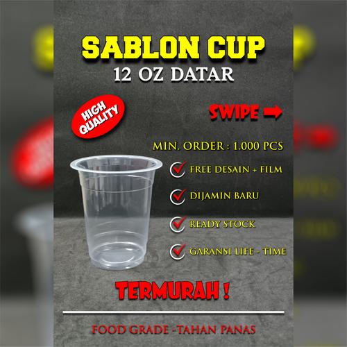 Jual Sablon Cup Plastik PP Datar 12 oz 7 gram | Sablon 1 Warna - SAP ...