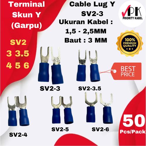 Jual Terminal Kabel Skun Y Garpu Fork LOTUS SV2-3 Cable Lug 1,5-2,5MM - SV2-3 - Jakarta Barat ...