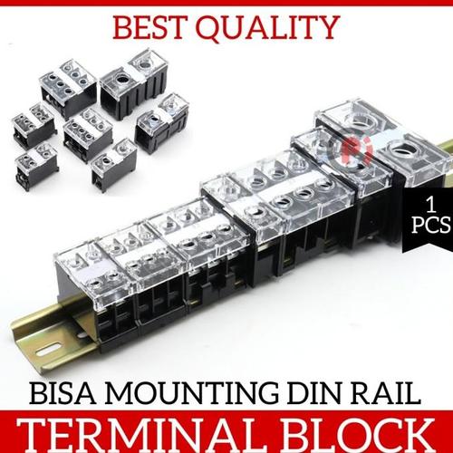 Jual Terminal Block Blok Mounting Din Rail 20A 30A 50A 90A 600V 1 2 3 ...
