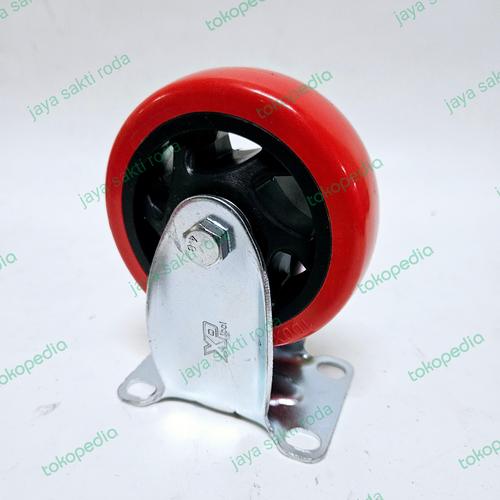 Jual Roda 4 inch pu merah mati/rigid xptool ball bearing - Jakarta ...