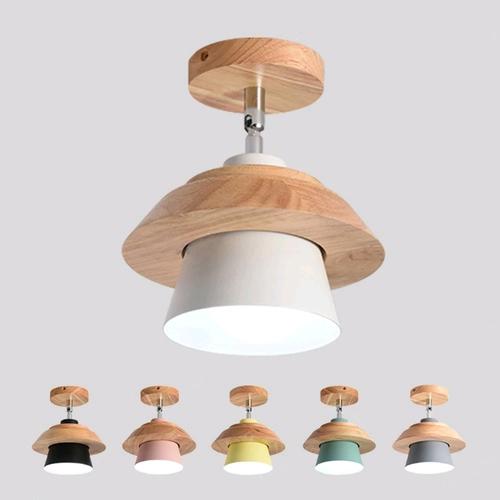 Jual Lampu gantung plafon minimalis kayu besi led e27 - Putih - Kota ...