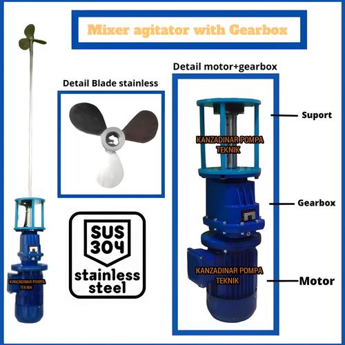 Jual Agitator Mixer Kimia SS304 1,5KW 2hp 3 Phase 2 Pole With Gearbox 1 ...