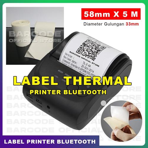 Jual Kertas Label Sticker Printer Bluetooth Thermal ( 53 x 5 m / 33 mm ...