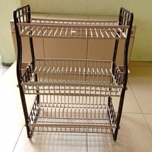 Jual Rak Piring Plastik Master 3ssn Coklat/Rak Dapur Serbaguna susun 3 ...