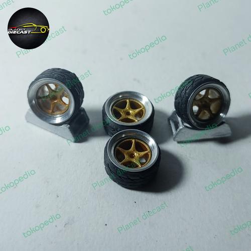 Jual Ban Karet ZAP HSR 5Spoke Gold Hot wheels diecast skala 64 Mini GT ...