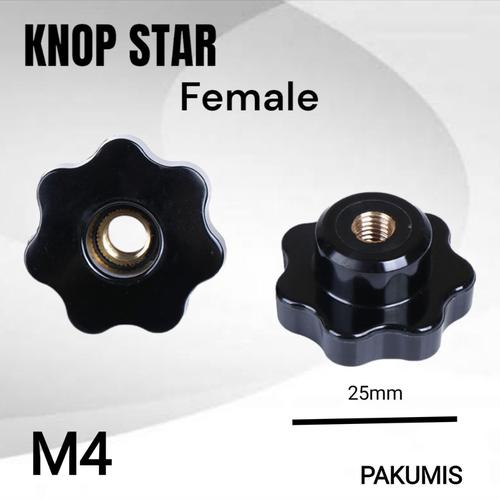 Jual Baut Knop Star Female Knop Star M4 M5 M6 M8 M10 - M6 KNOP 25MM ...