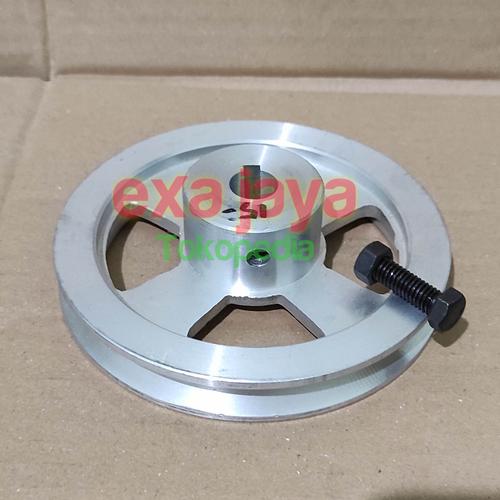 Jual Pulley alumunium A1 - 5 inch as 15 mm puli puly alumunium 5 inci ...