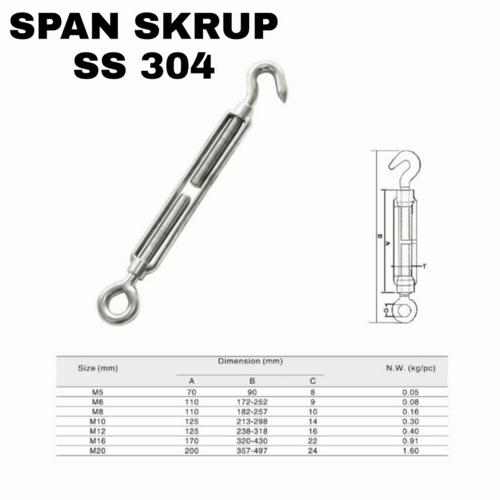 Jual Span Screw M5 Stainless Jarum Keras M5 SS304 Span Skrup M5 - Kota ...