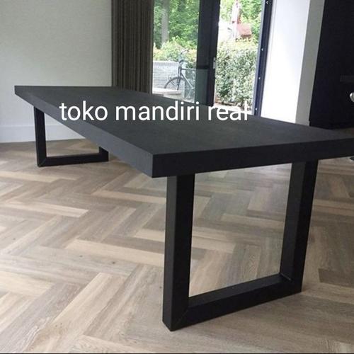 Jual meja makan finishing black/meja hitam doff kayu mahoni solid ...