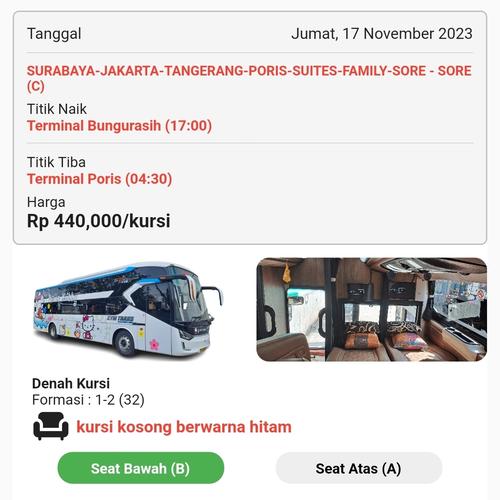 Jual TIKET BUS SLEEPER SUITE CLASS SURABAYA JAKARTA TANGERANG - Kab ...