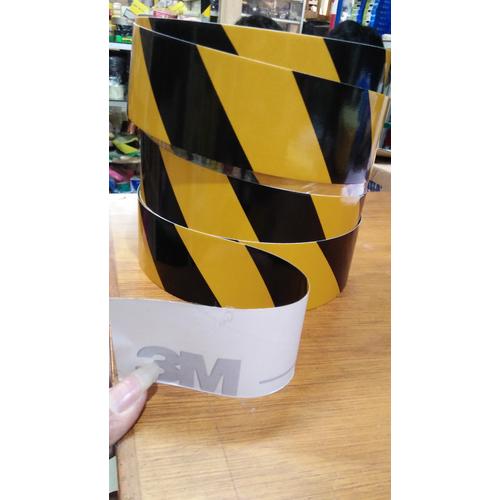 Jual 3m sticker reflective 1" x 45 M-scotchlite 3M 610 kuning hitam ...