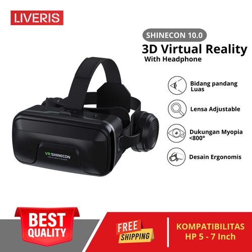Jual VR Box Shinecon 10.0 3D Virtual Reality Smartphone Glasses Headset ...