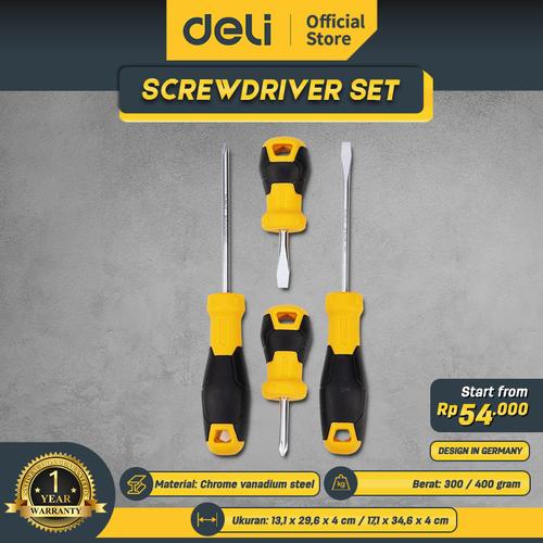 Promo Deli Screwdriver Set / Set Obeng 4/6 Pcs SUP11 Steel Perkakas ...