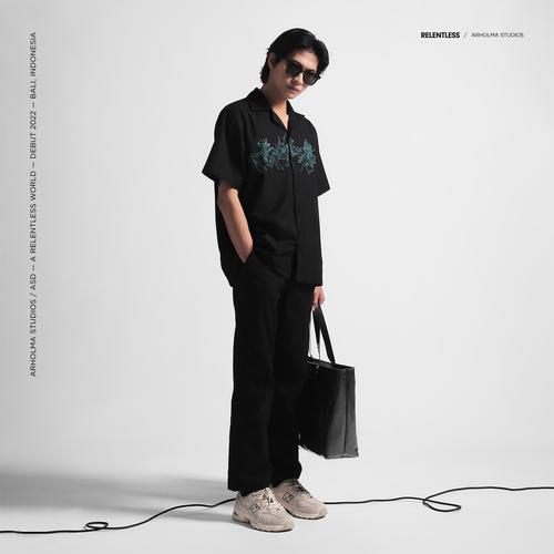 Jual ARHOLMA STUDIOS - OVERSIZED SHIRT 'CAVALRY' EMERALD BLACK - M ...