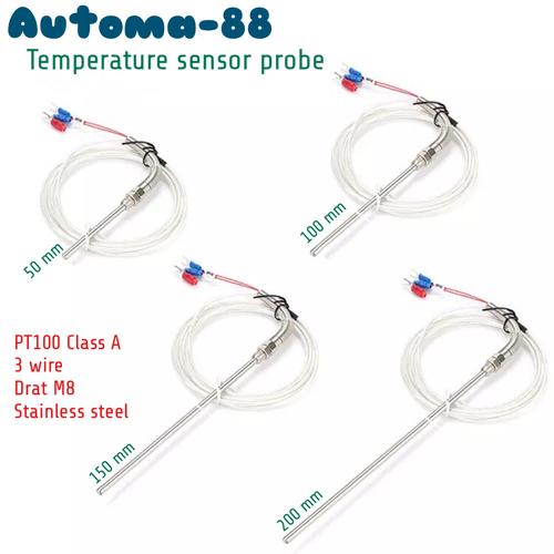 Jual Temperature Sensor RTD PT100 M8 3 wire kabel 1m 5cm 10cm 15cm 20cm ...