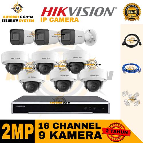 Jual PAKET CCTV IP CAMERA HIKVISION 9 CAMERA 16 CHANNEL 2MP IP CAM POE ...