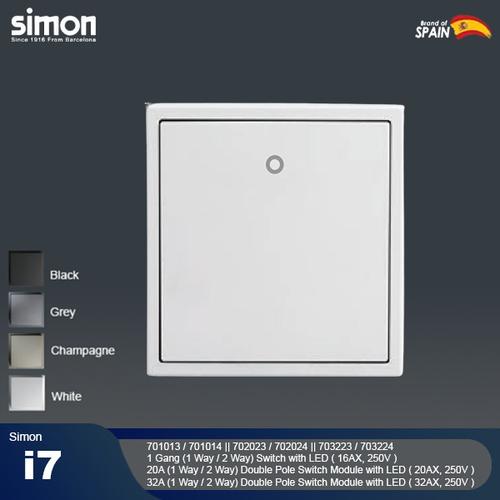 Jual SIMON i7 1 Gang (1 Way / 2 Way) Switch with LED (20A/32A Double ...