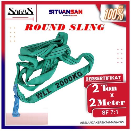 Jual Roundsling 2 Ton x 2 Meter SAGAS Round Sling / Tali Polyester SF 7 ...