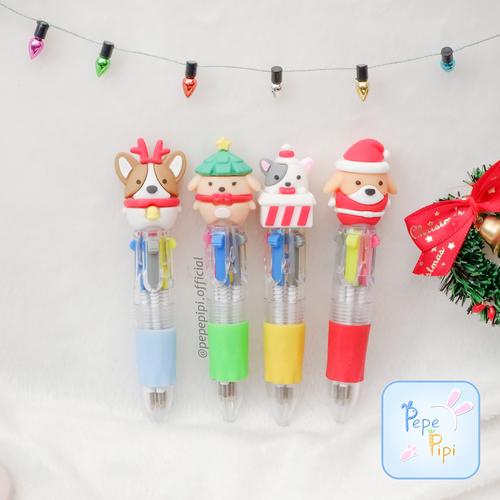 Jual Pena 4 Warna Pendek Natal Dog Chirstmas Pulpen Mini Bolpen ...