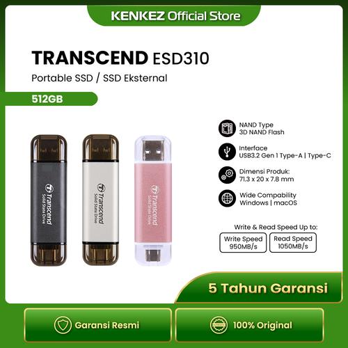Promo Transcend ESD310 Portable SSD / SSD Eksternal 512GB Type-A / Type ...