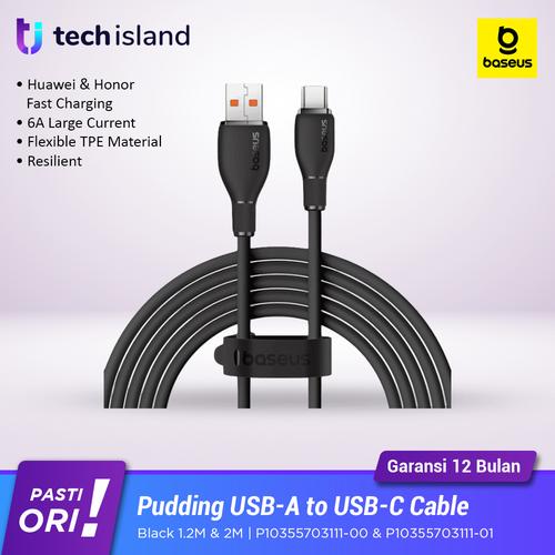 Promo Baseus Pudding Cable USB-A to USB-C 6A 66W 100W Fast Charging Soft TPE - Purple, 2 Meter ...