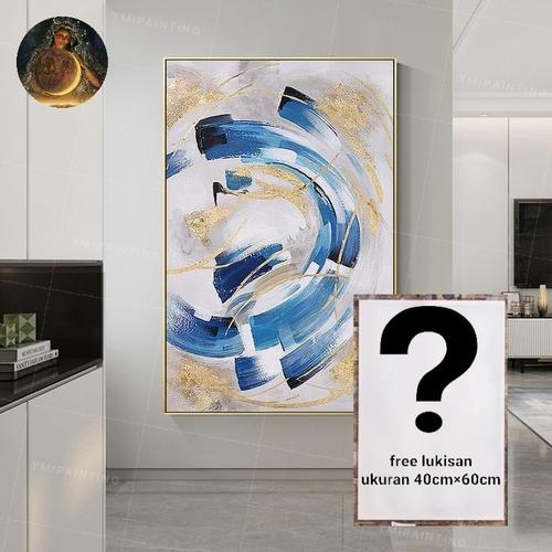 Jual lukisan abstrak blue gold | lukisan abstrak modern | dekorasi ...