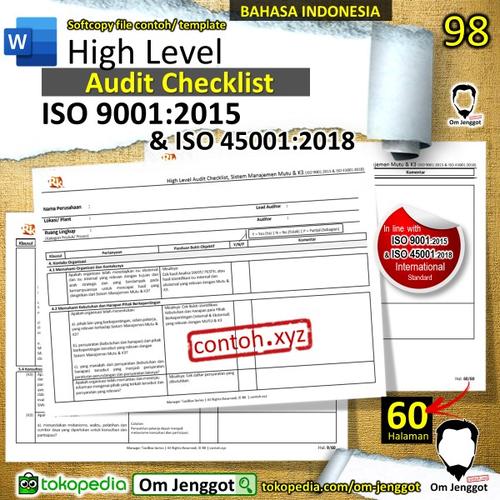 Jual High Level Audit Checklist ISO 9001:2015 & ISO 45001:2018 terintegrasi - Kab. Bekasi - Om ...
