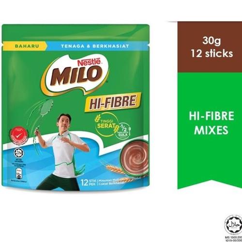 Jual Milo Stick 3 in 1 Hi-Fibre Less Sugar Milo Malaysia Chocolate Malt ...