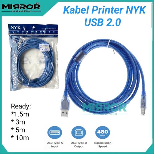 Jual Kabel Printer USB 2.0 NYK Panjang 1.5m, 3m, 5m, 10m Murah - 5M ...