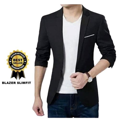 Promo JAS BLAZER PRIA STYLE KOREA ORIGINAL SLIMFIT BLAZER HITAM POLOS ...