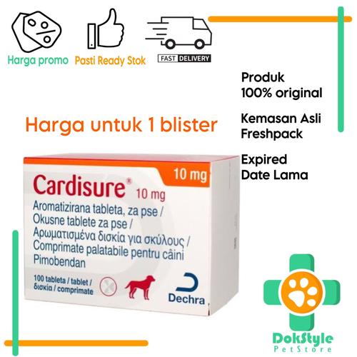 Jual Cardisure pimobendan 10mg suplemen jantung anjing per strip 10 ...