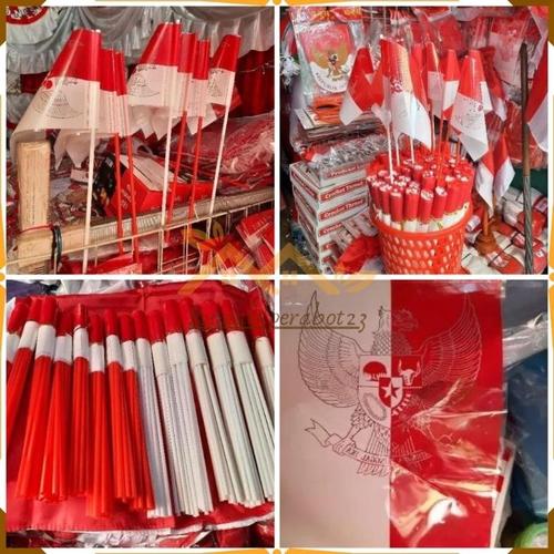 Jual Bendera Stik Merah Putih Garuda Isi 10 Pcs / Bendera Plastik Merah ...