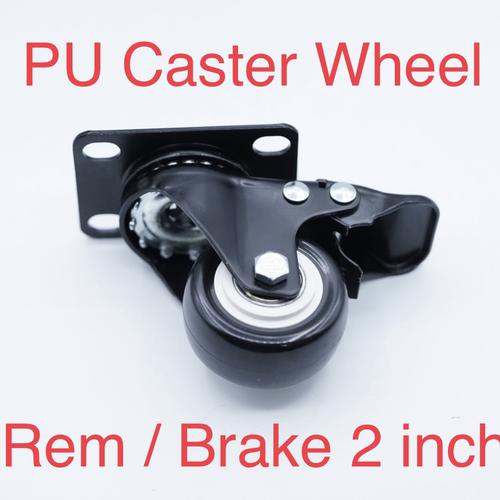 Jual Roda PU Caster Wheel 2 Inch Rem Brake Kastor Trolley Etalase Troli ...