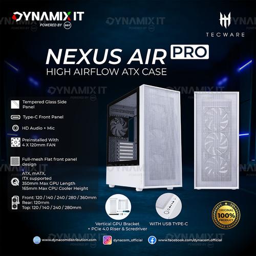 Promo Tecware Nexus Air Pro - Vertical GPU PCIe 4.0 ATX PC Case - White ...