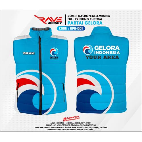 Jual ROMPI DACRON/PUFFER PARTAI GELORA INDONESIA PRINTING SUBLIM CUSTOM ...