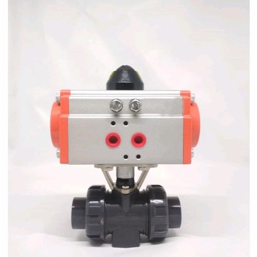 Jual Pneumatic True Union Ball Valve PVC 2 inch DN50 Pneumatic Double ...