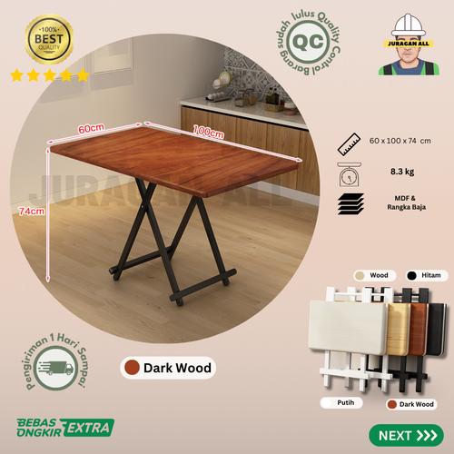 Jual MEJA LIPAT PORTABLE/MEJA MAKAN PORTABLE/MEJA LIPAT BESI KAYU-P02 BROWN - Jakarta Barat ...