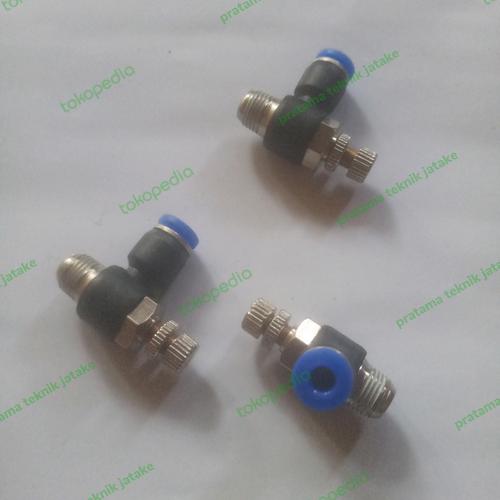 Jual Nepel fitting angin pneumatic speed control selang 4 drat 1/4 inch ...