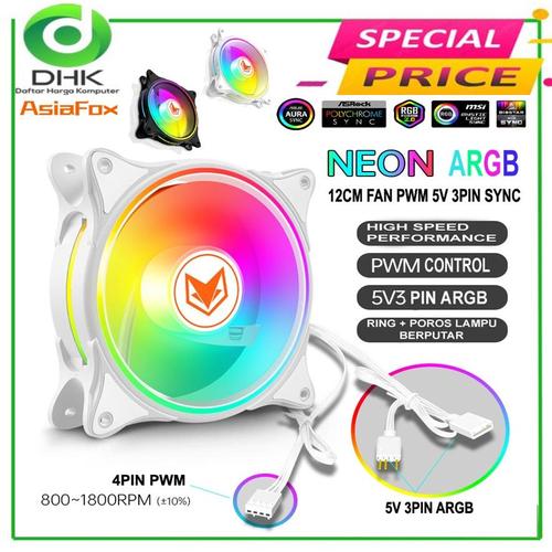 Jual Fan NEON 12cm Sinkron ARGB PWM Coolmoon Asia Fox fan casing ...