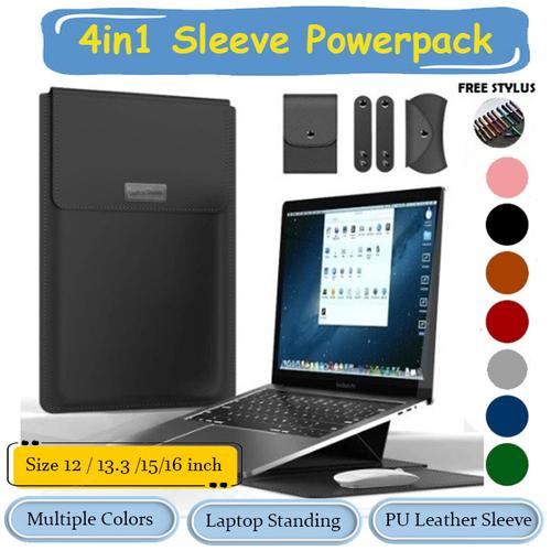 Jual 4in1 SET LAPTOP STAND BAG TAS PU LEATHER SLEEVE CASE WATERPROOF ...