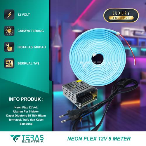 Jual Neon Flex 12Volt DC Strip Light + Trafo 3A + Kabel Sambung 1 set ...
