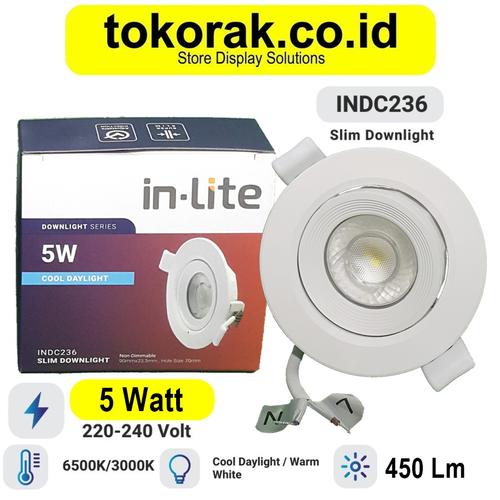 Jual IN LITE LAMPU SPOTLIGHT SLIM INDC236 5 WATT INLITE SPOT LIGHT LED ...