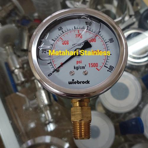 Jual Pressure Gauge Manometer Stainless 2 1/2 " inchi 100 Bar 1500 Psi - Jakarta Barat ...