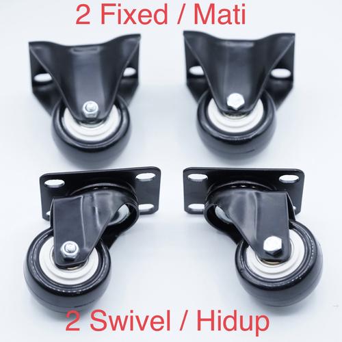 Jual Roda PU Caster Wheel 2 Inch 2x Mati Fixed & 2x Hidup Swivel Kastor ...