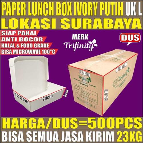Jual Paper Lunch Box Putih Uk L Dus Food Tray Kotak Makanan Kertas SBY ...