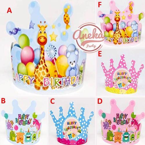 Jual Topi Ulang Tahun Anak Motif Jerapah Biru / Topi Happy Birthday ...