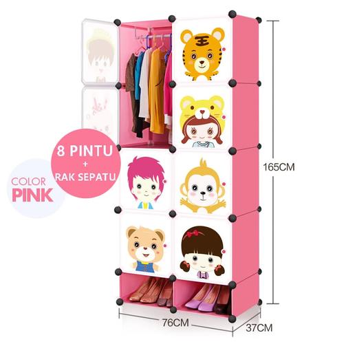 Jual Lemari pakaian plastik rak buju anak rak sepatu serbaguna 8 pintu ...