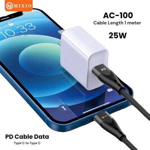 Promo MIXIO - AC100 PD KABEL DATA TYPE C TO TYPE C FAST CHARGING - 25W ...