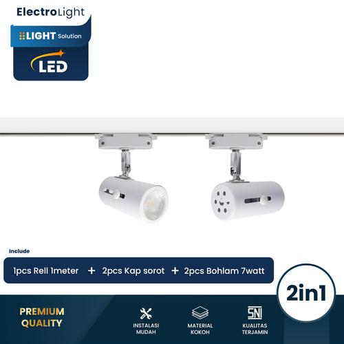 Jual Lampu sorot rell 2 in 1 spotlight isi 2 lampu tracklight LED lukisan - Body hitam, Warm ...