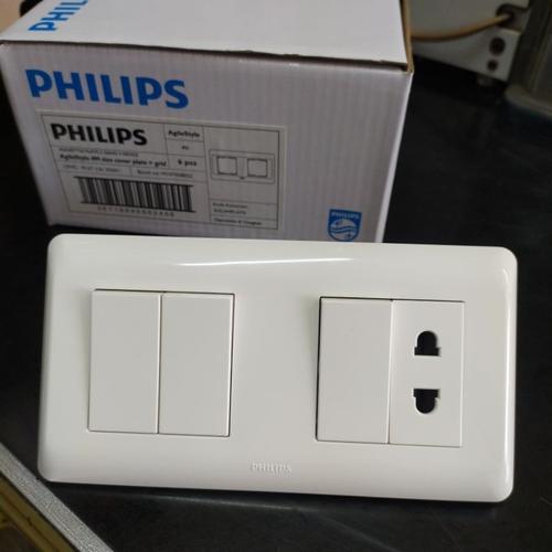 Jual Saklar Triple + Stop Kontak Universal Ib 2 Gang Agilestyle Philips ...